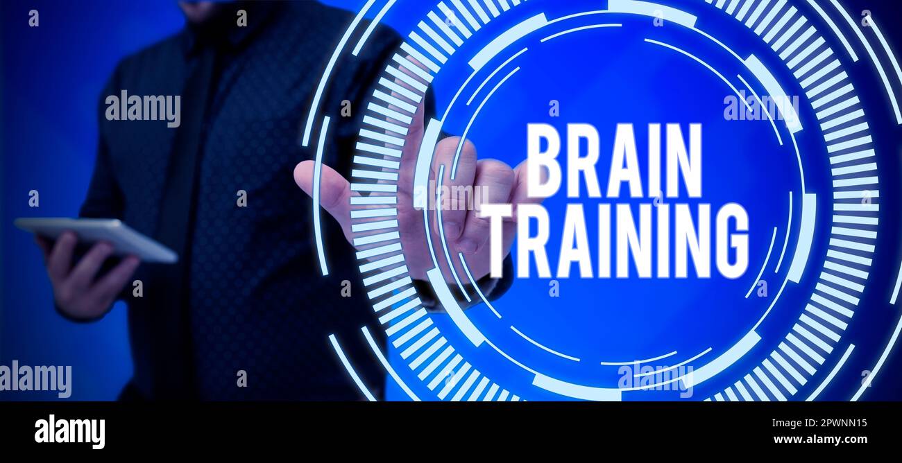 Conceptual caption Brain Training, Word Written on mental activities to ...