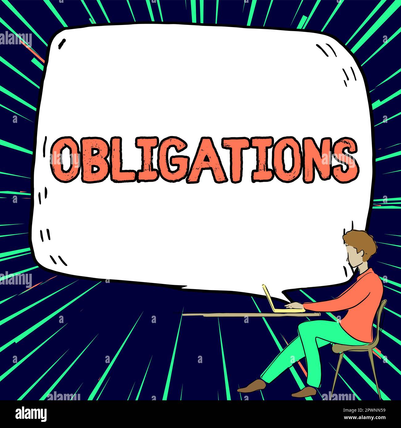 Hand writing sign Obligations, Internet Concept Condition of being ...