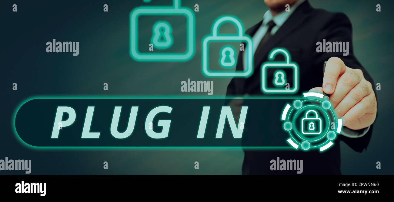 Conceptual display Plug In, Word for putting device into electricity to ...