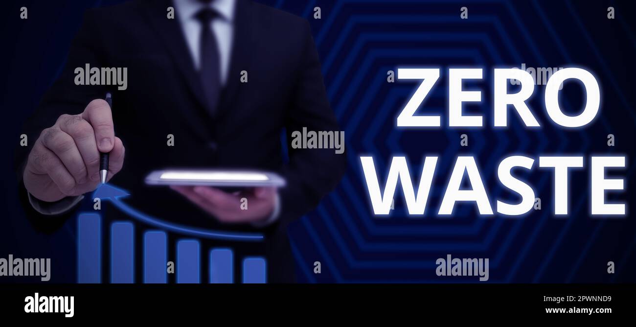 Writing displaying text Zero Waste, Word for industrial responsibility includes composting ...