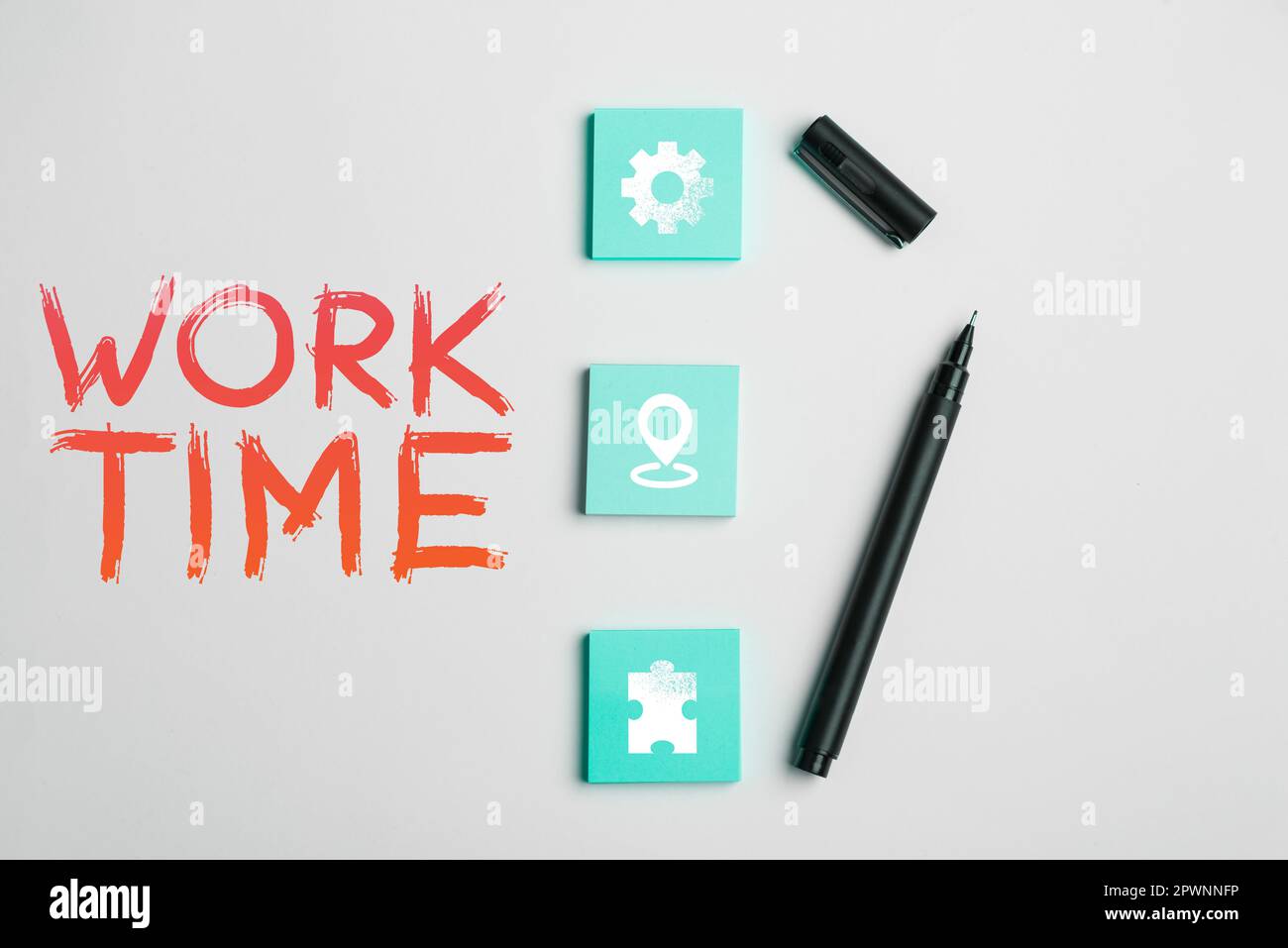 Text caption presenting Work Time, Business showcase period starts when ...