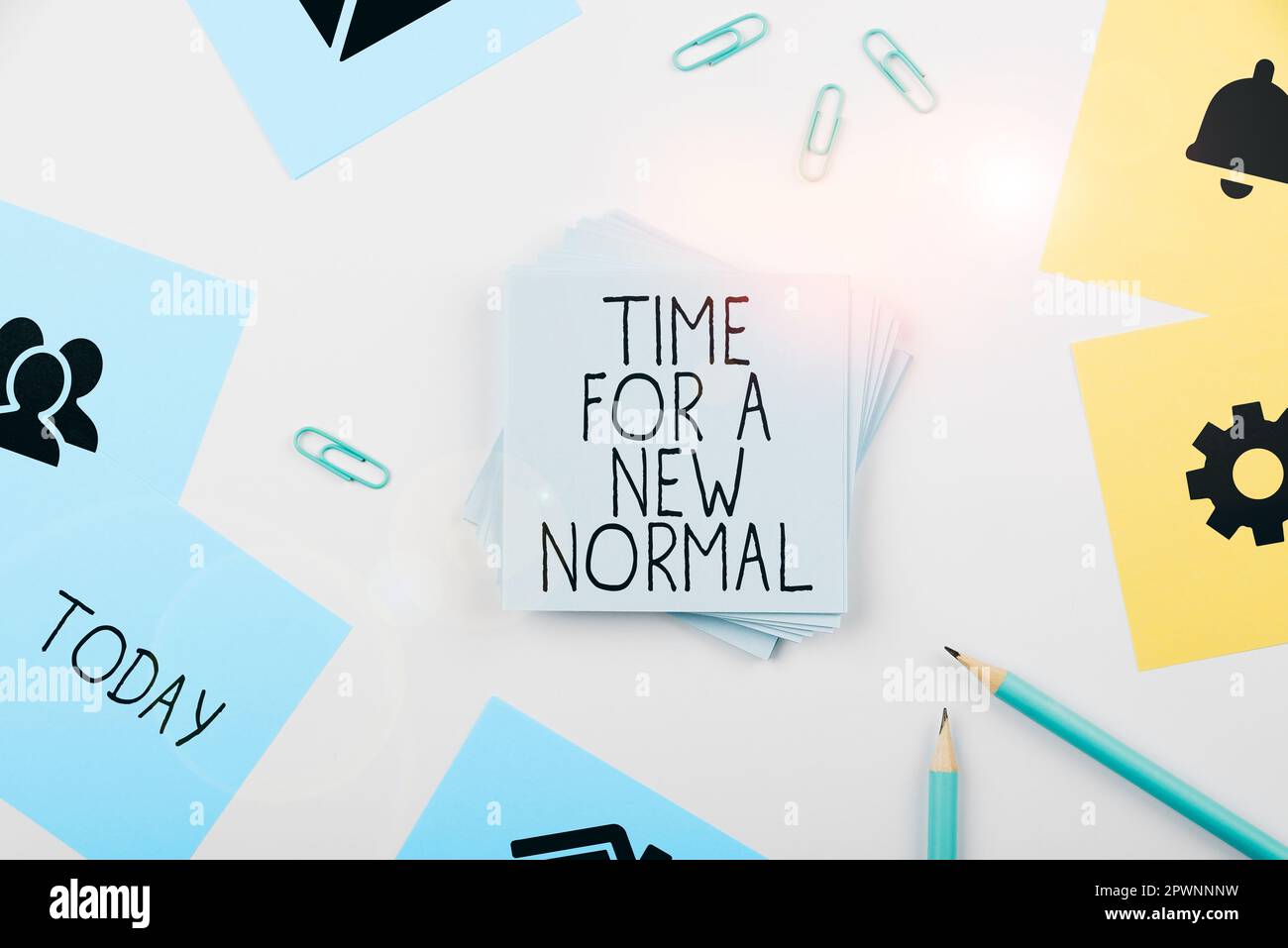 Conceptual caption Time For A New Normal, Business showcase Make a big ...