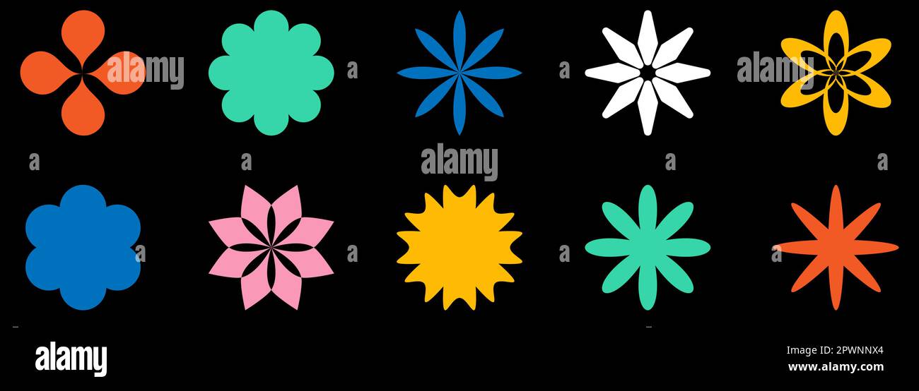 Abstract Color Geometric Flower Brutalism Shape Design Can Use For Web And Mobile App Vector