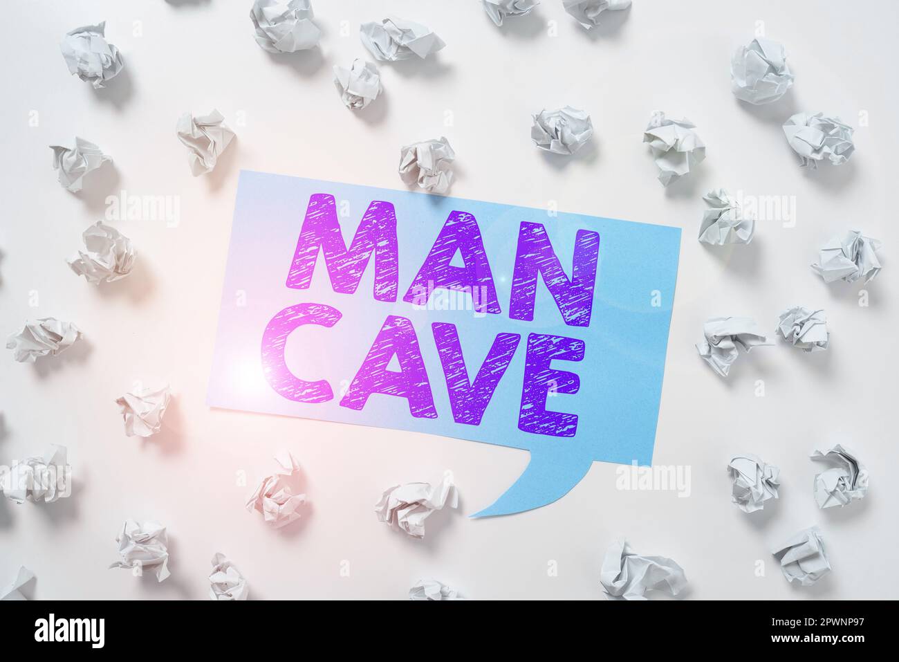 Hand writing sign Man Cave, Concept meaning a room, space or area of a ...