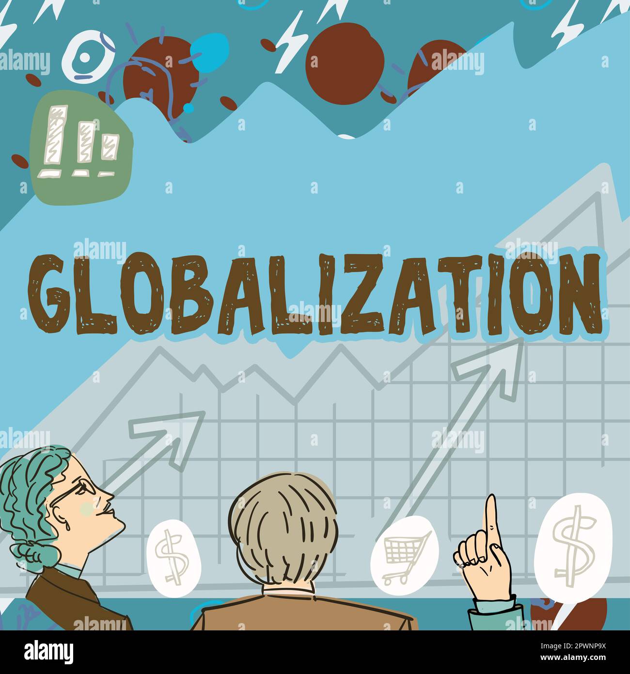 Sign displaying Globalization, Business overview development of an ...