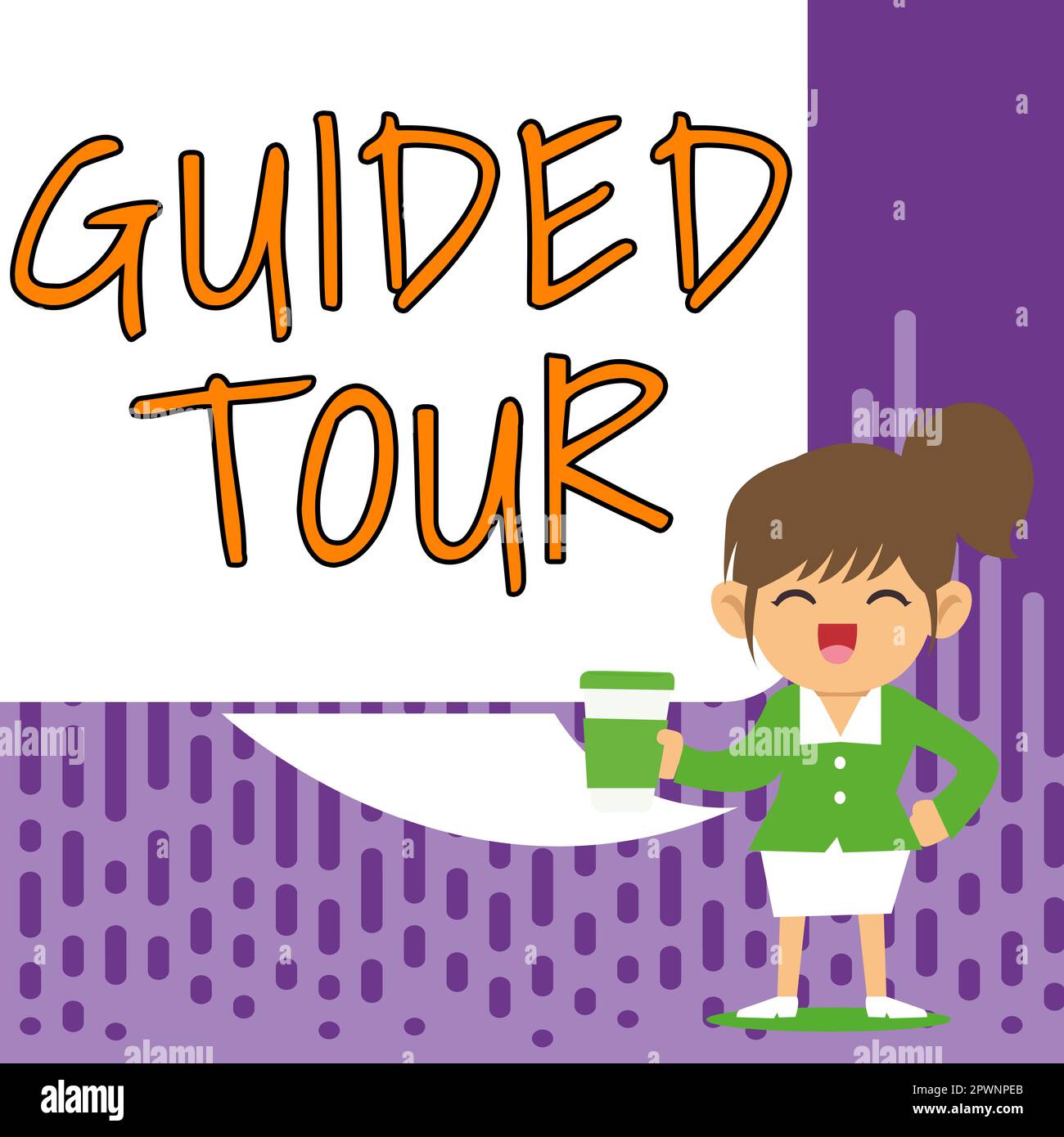 Hand writing sign Guided Tour, Word Written on advice or information ...