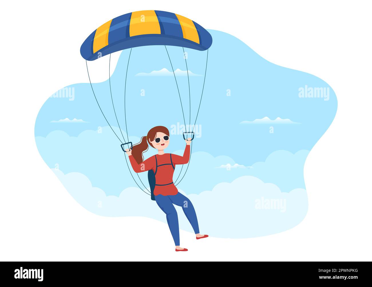 Skydiving Illustration with Skydivers use Parachute and Sky Jump for ...