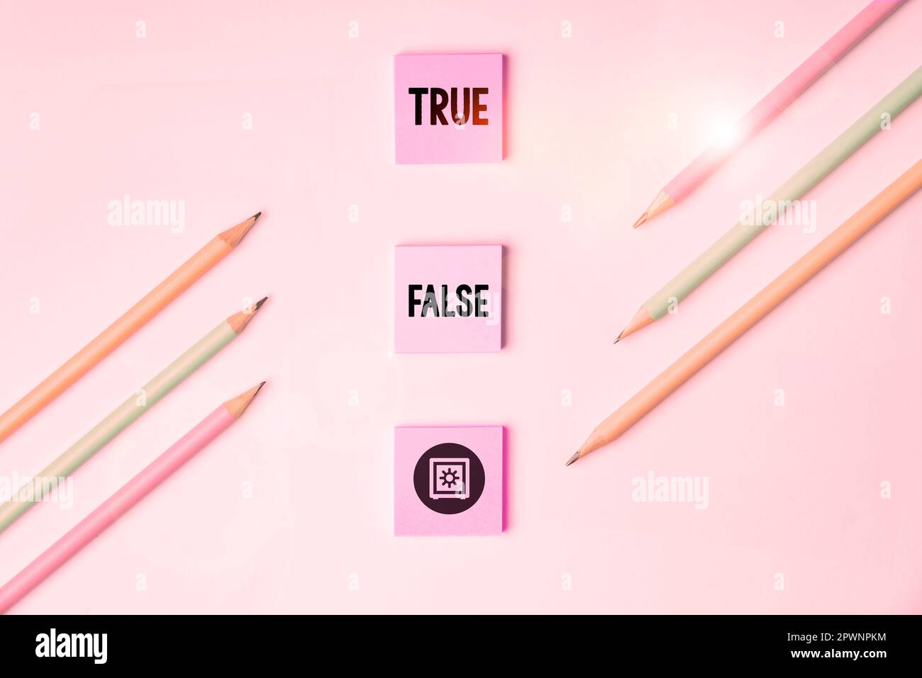 Text sign showing True False, Concept meaning a test consisting of a ...