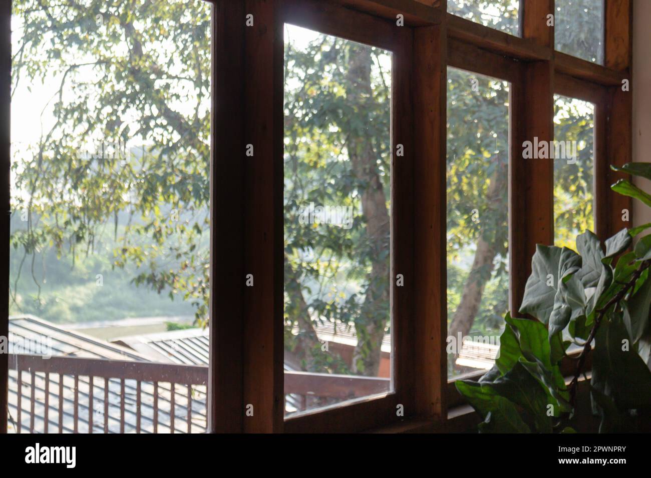 Coffee shop or cafe restaurant wooden interior, stock photo Stock Photo ...