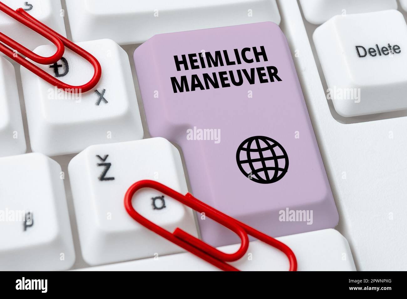 Sign displaying Heimlich Maneuver, Word for application of upward ...