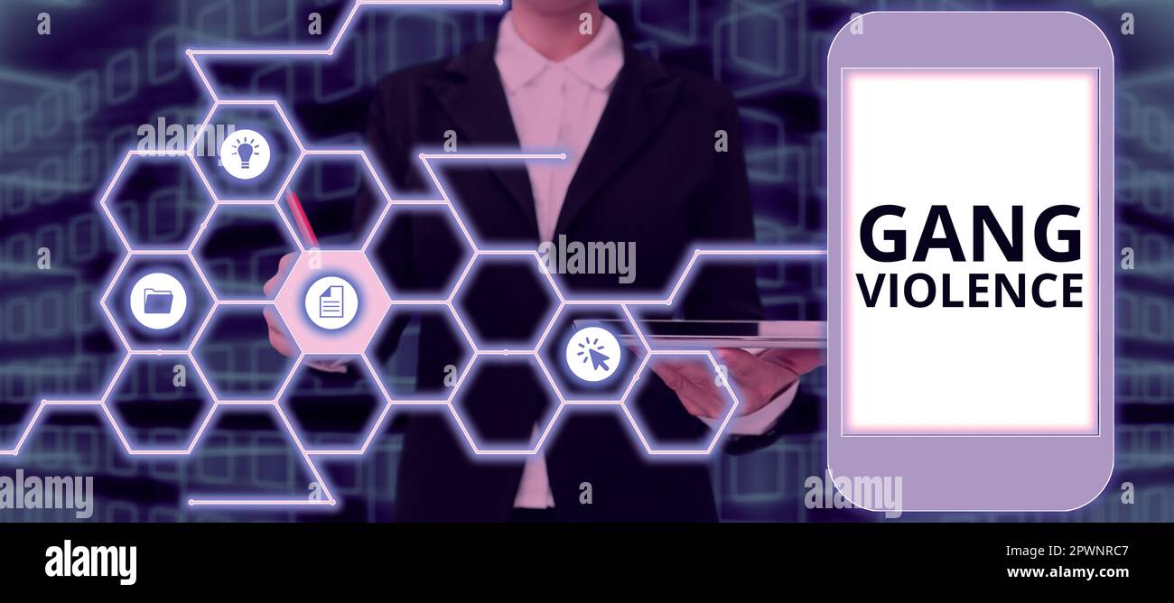 Writing displaying text Gang Violence, Internet Concept infringement of ...