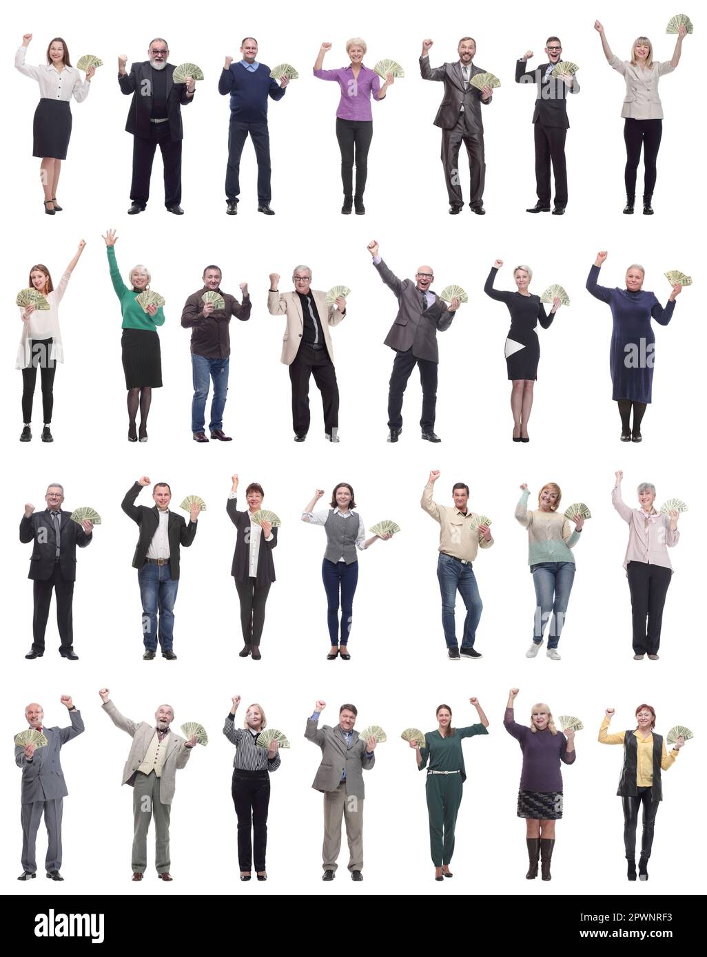 group of successful business people with money isolated Stock Photo - Alamy