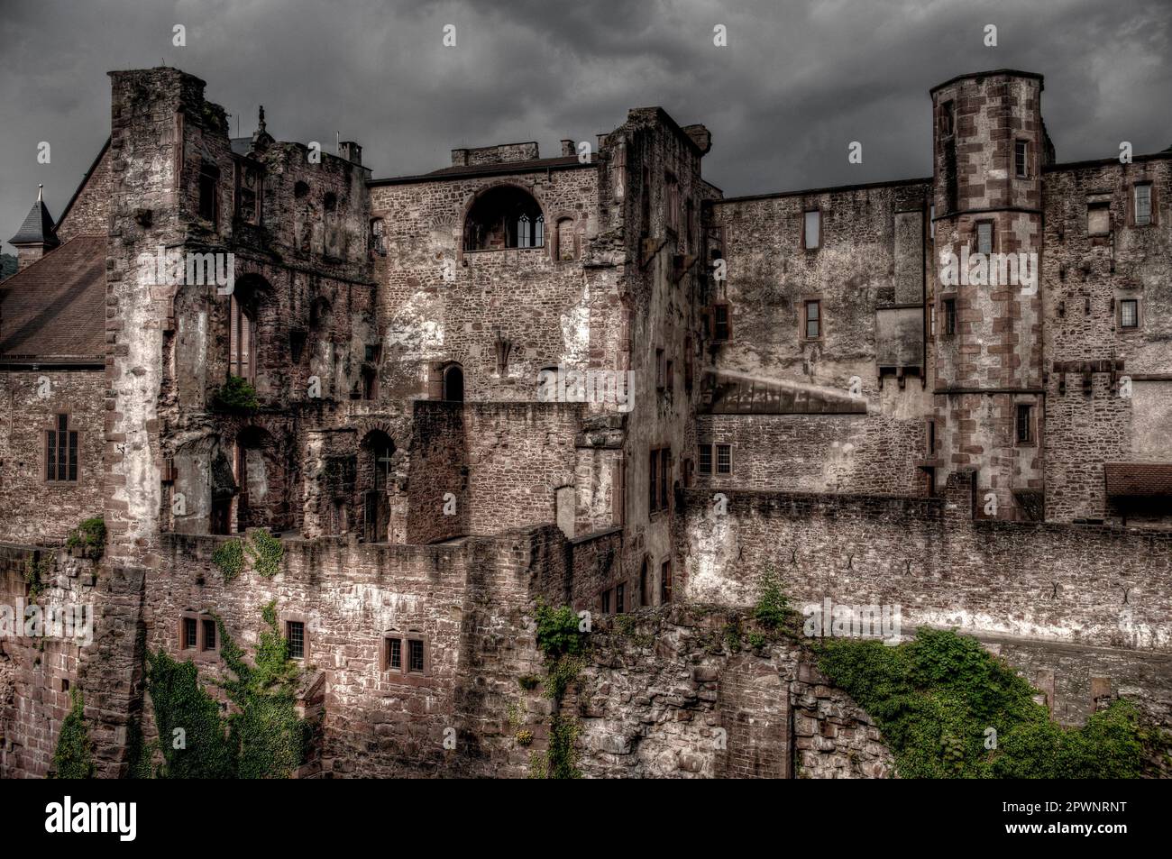 Heidelberg Castle during a storm at dusk Stock Photo - Alamy