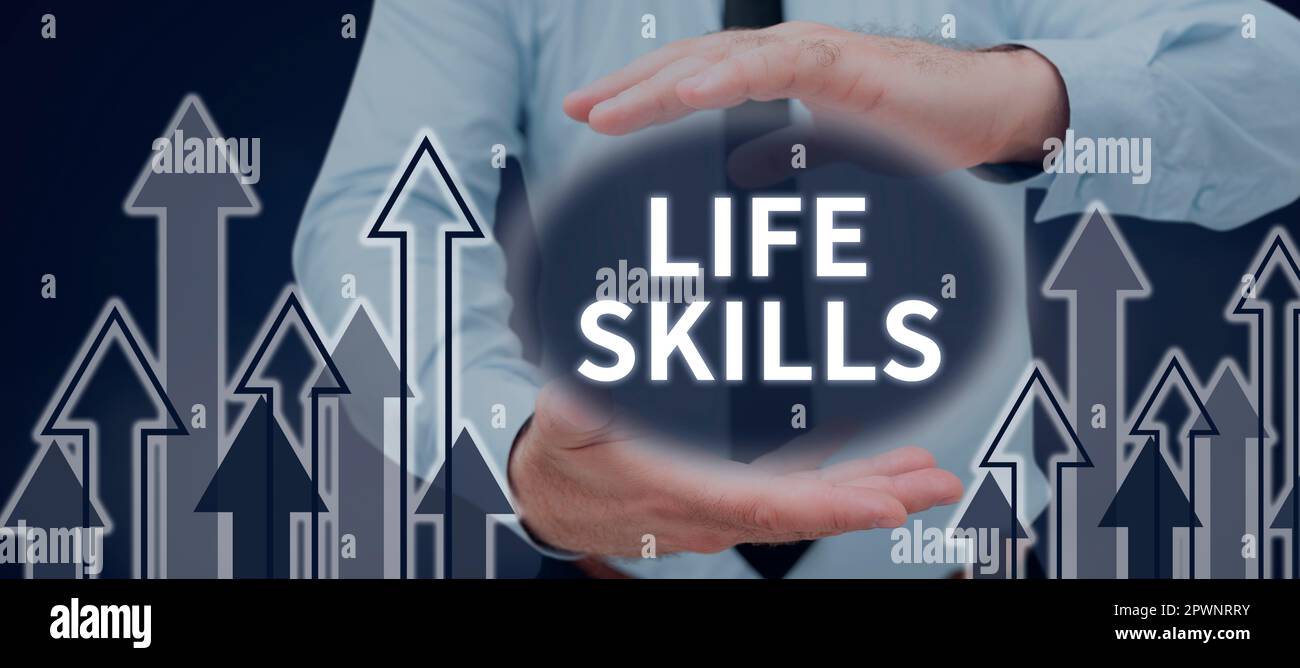 Text caption presenting Life Skills, Concept meaning that is necessary ...