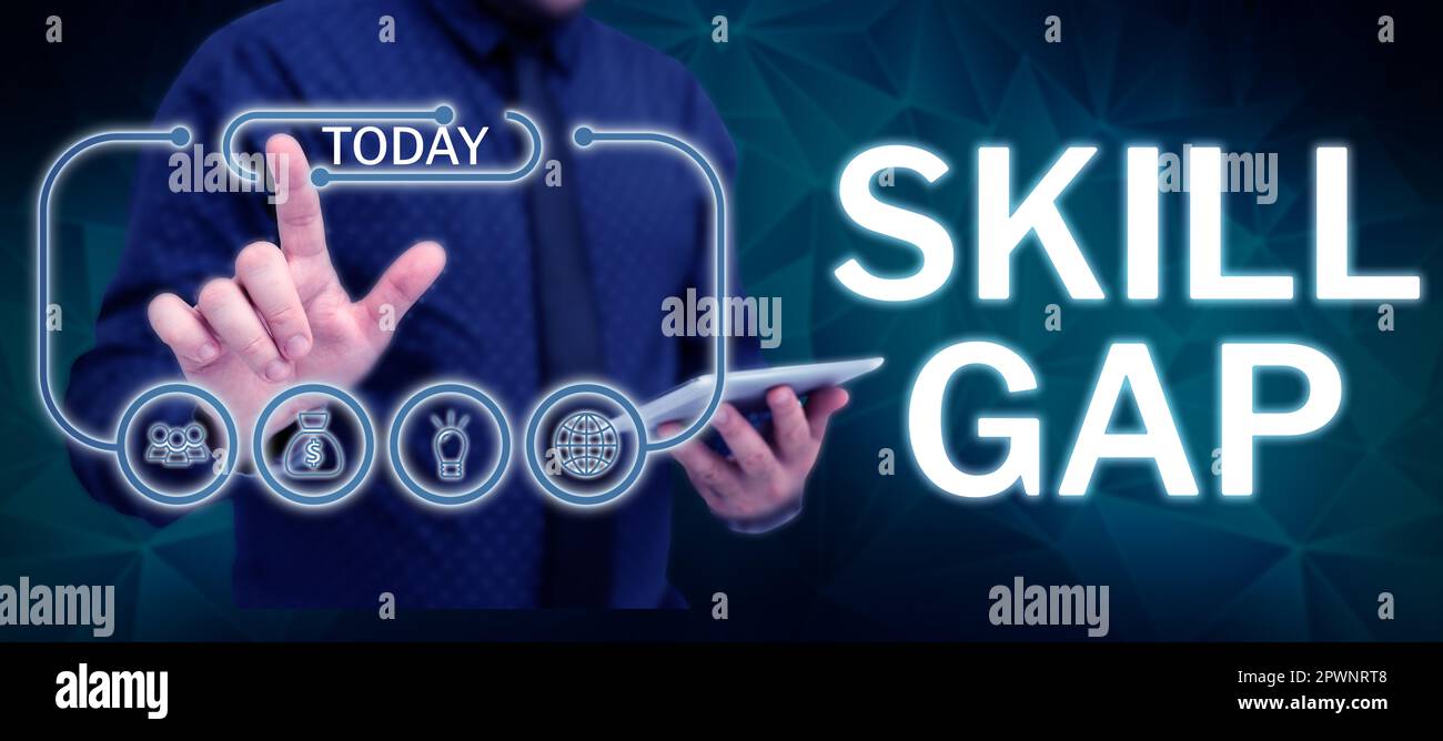 Conceptual display Skill Gap, Word Written on Refering to a person's ...