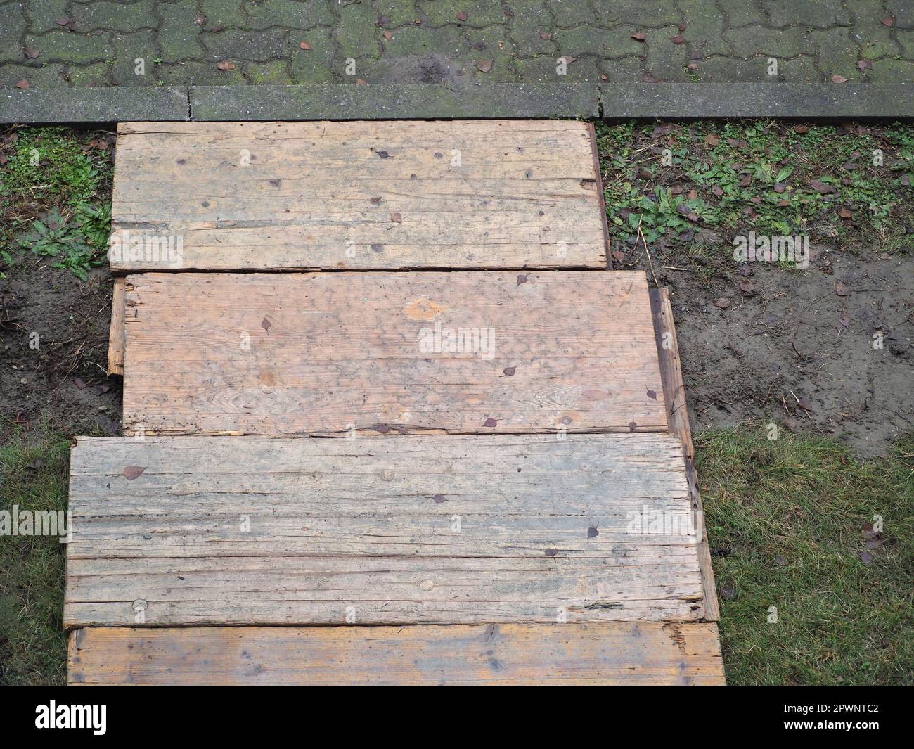 temporary path with wooden slabs in a construction site Stock Photo - Alamy