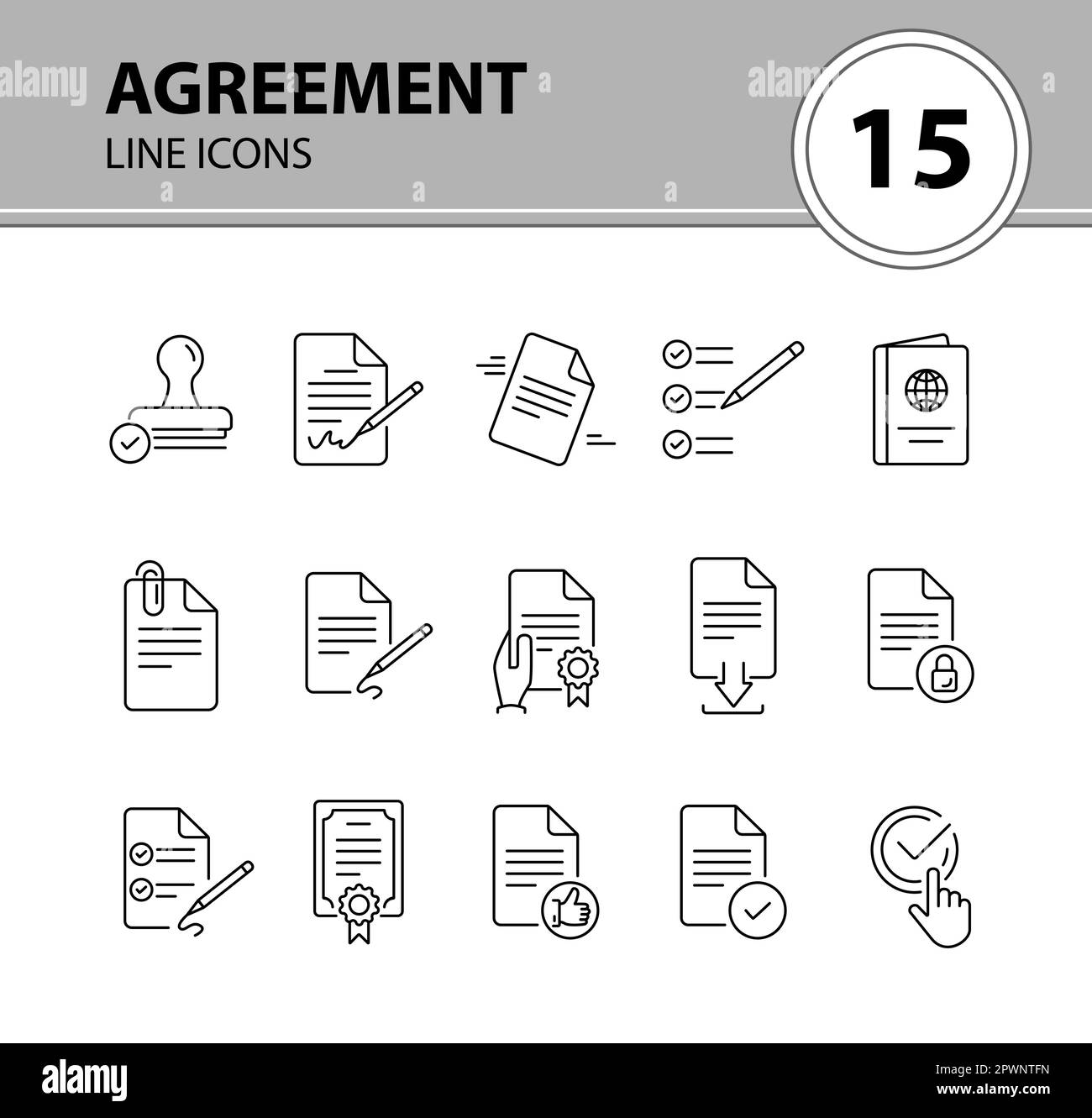 Agreement line icon set Stock Vector Image & Art - Alamy