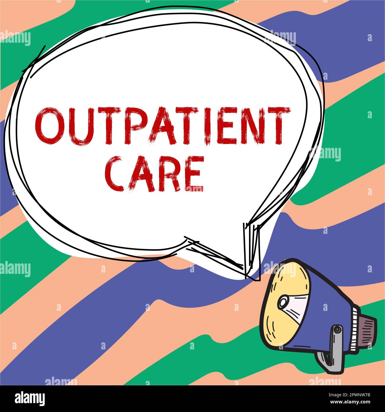 Sign displaying Outpatient Care, Word Written on the final result of ...