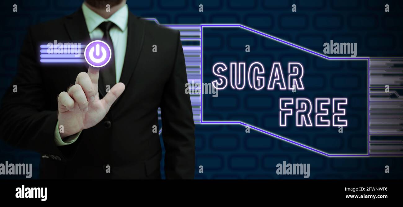 Conceptual display Sugar Free, Word Written on containing an artificial ...