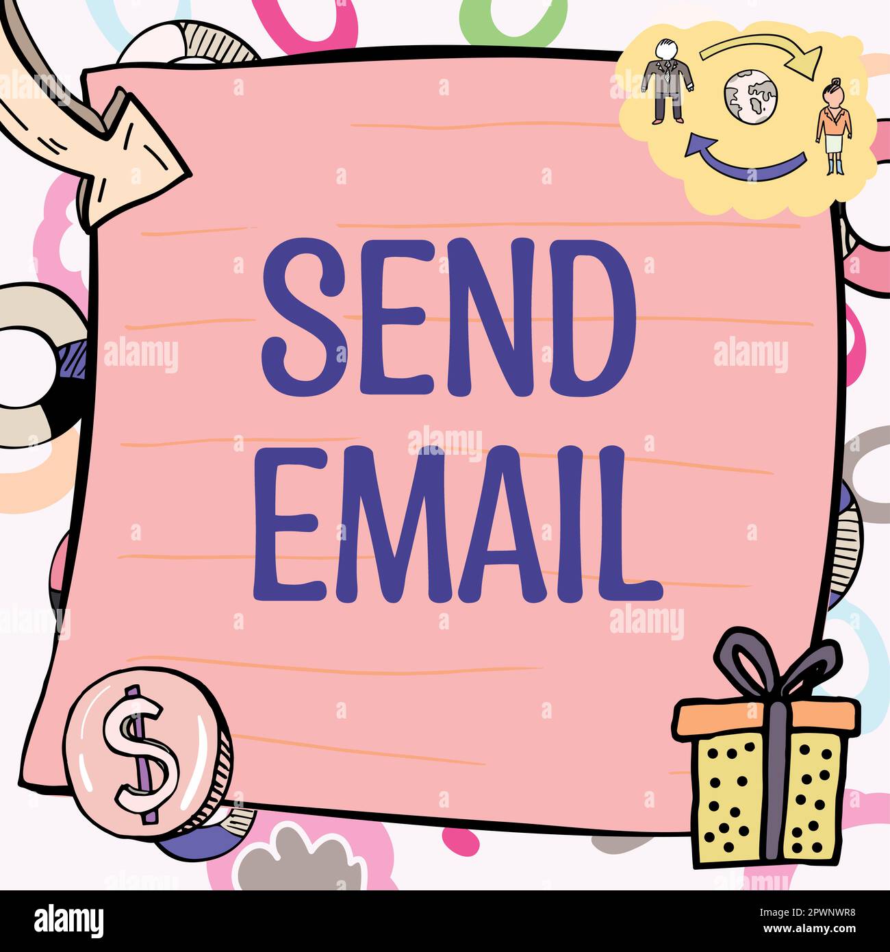 Writing displaying text Send Email, Concept meaning the system for using computers to send ...