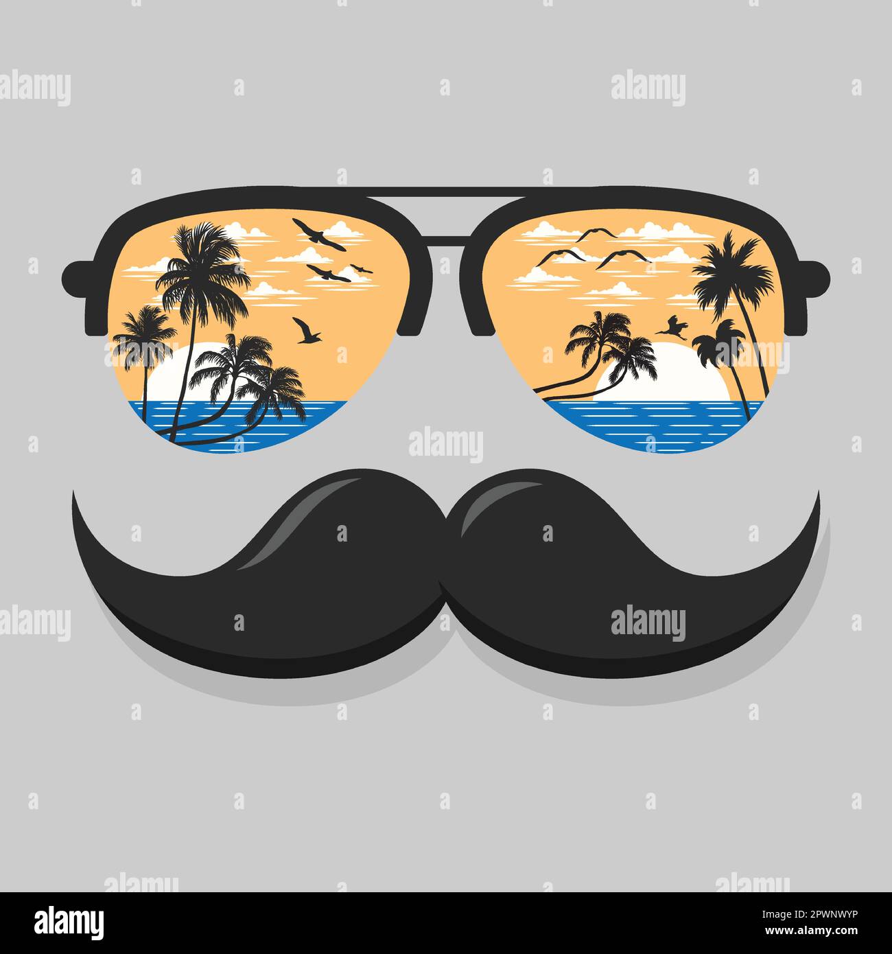 Ocean and beach panoramic landscape design. Editable, resizable, EPS 10 ...