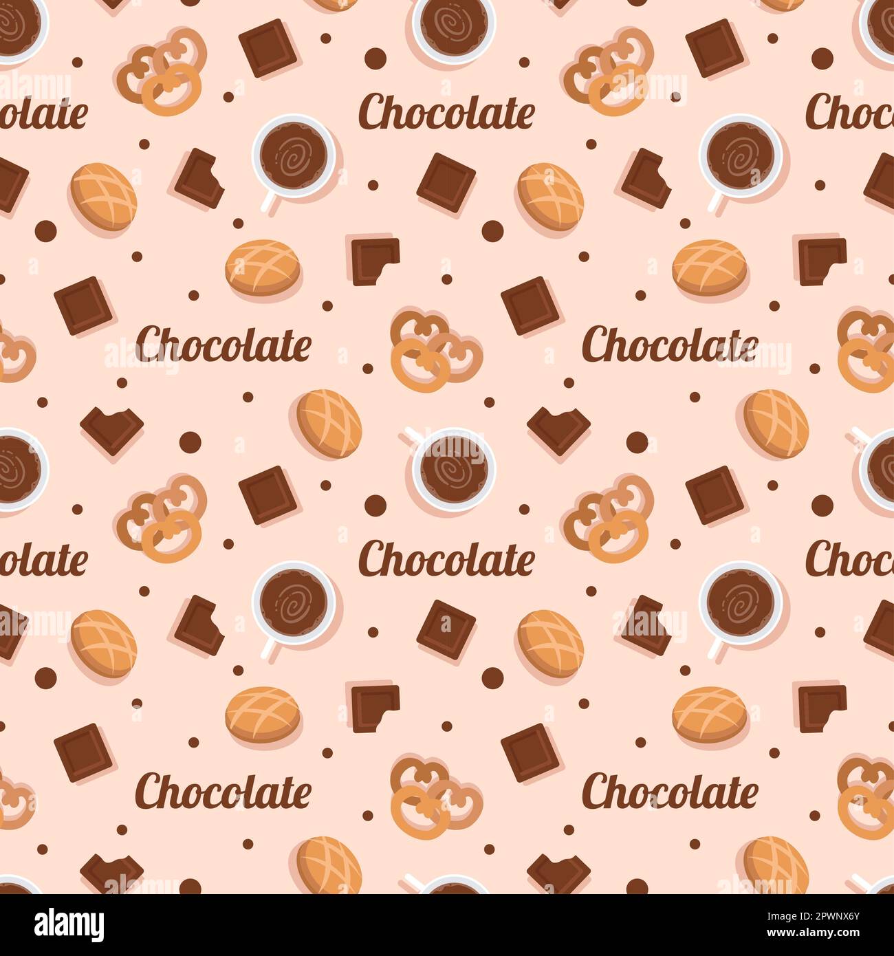 Chocolate Seamless Pattern Design with Choco Decoration in Template ...