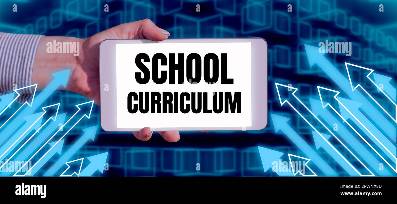 Sign displaying School Curriculum, Business concept designed to provide ...