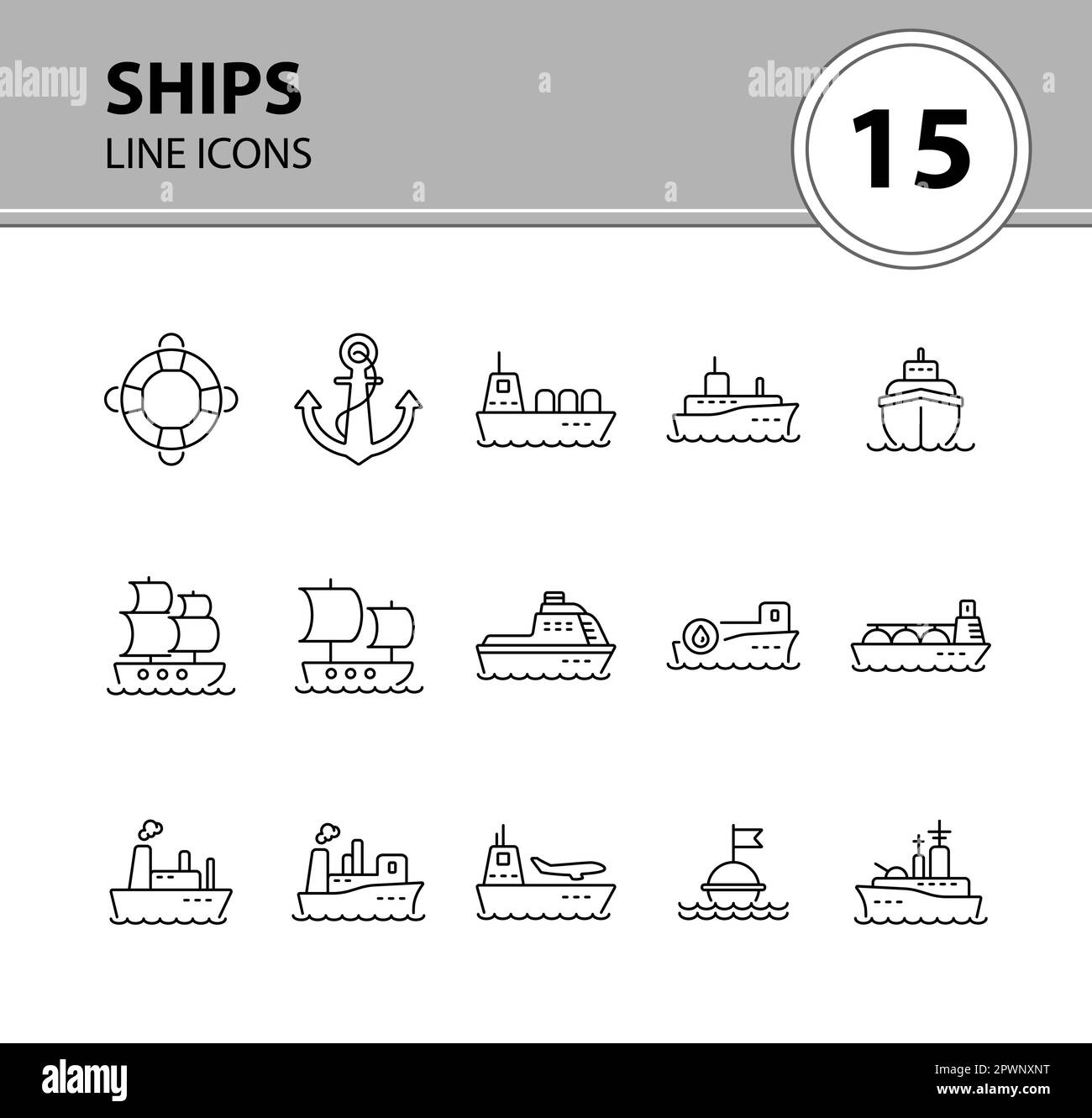 Ships line icon set Stock Vector Image & Art - Alamy