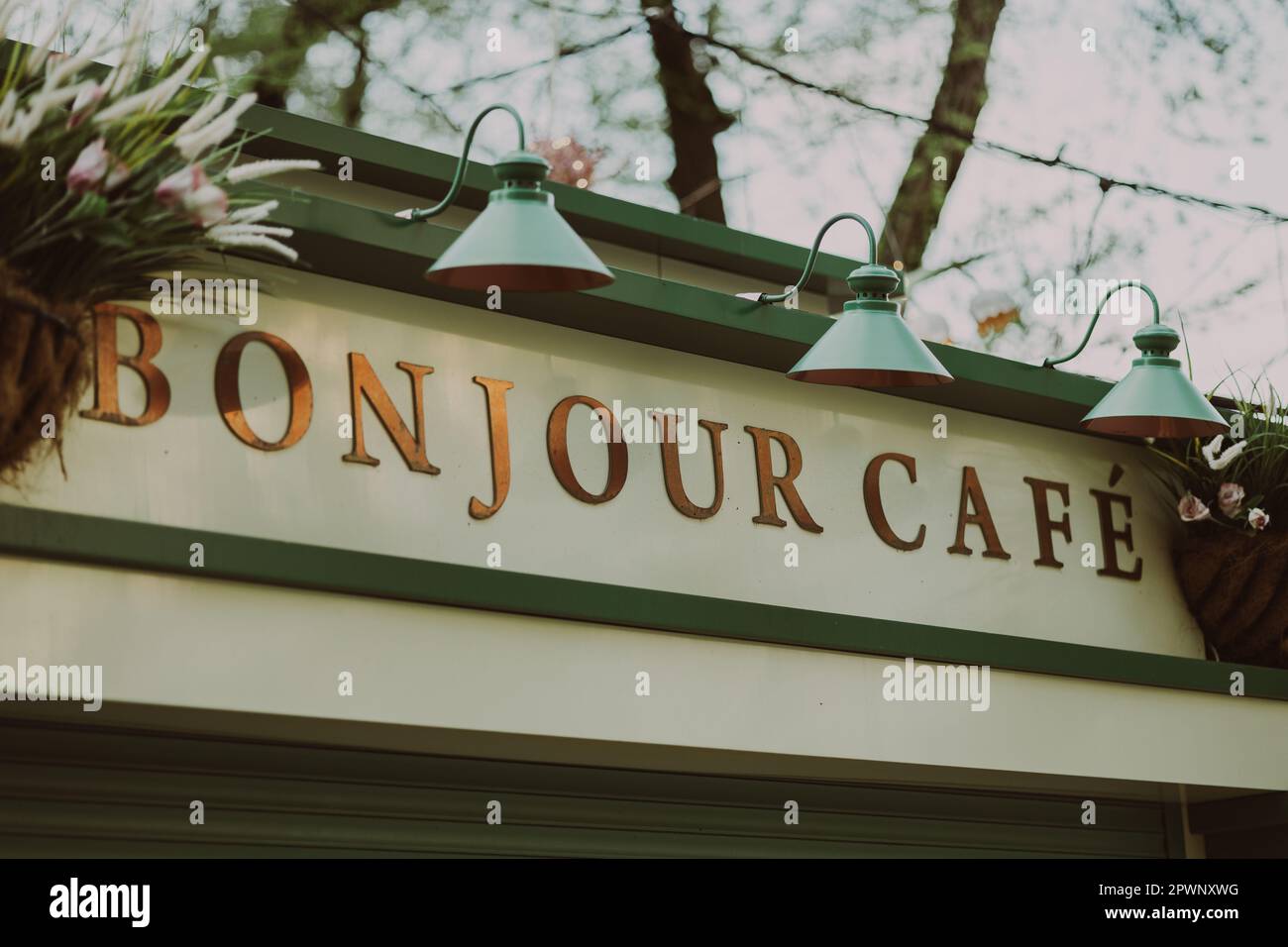 A beautiful design of the cafe bonjour Stock Photo - Alamy