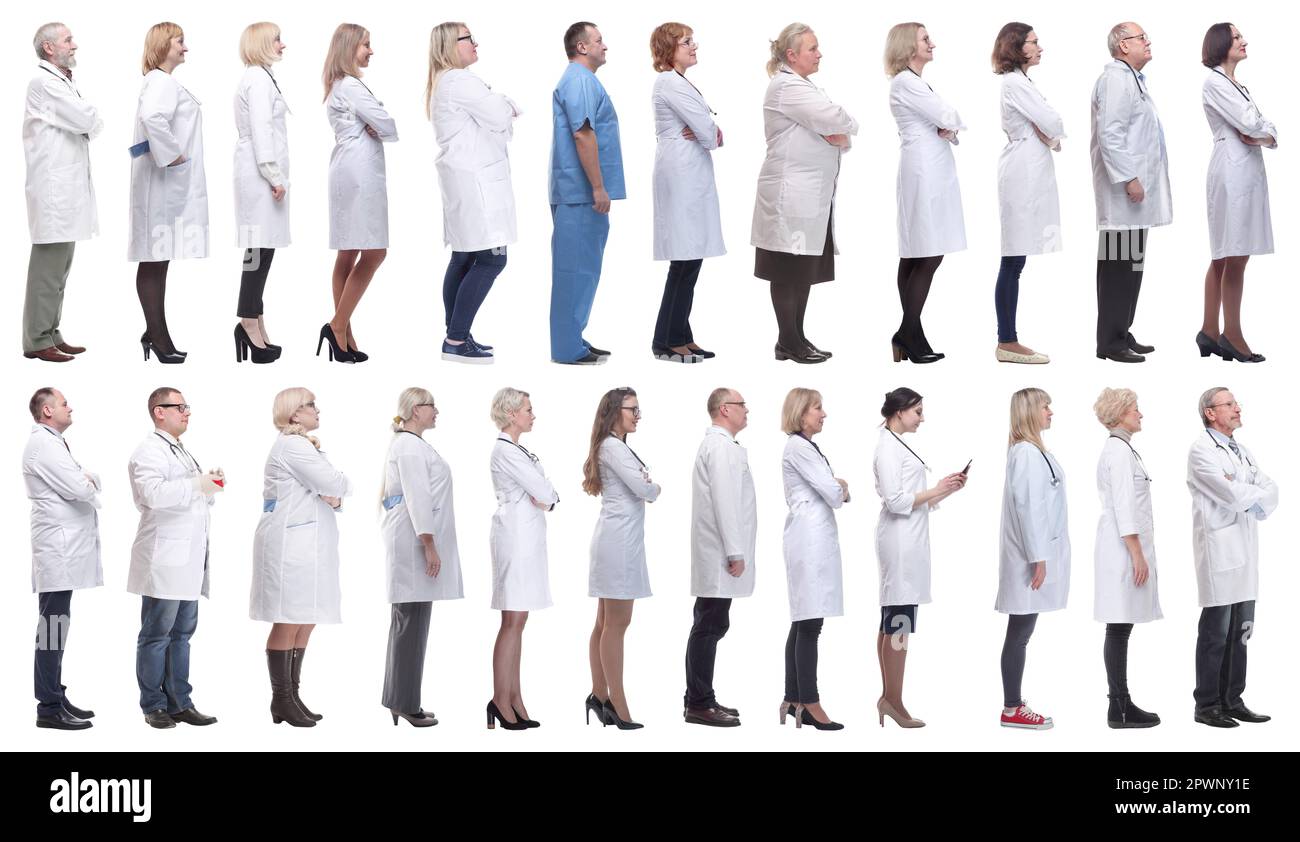 group of doctors in profile isolated on white Stock Photo - Alamy