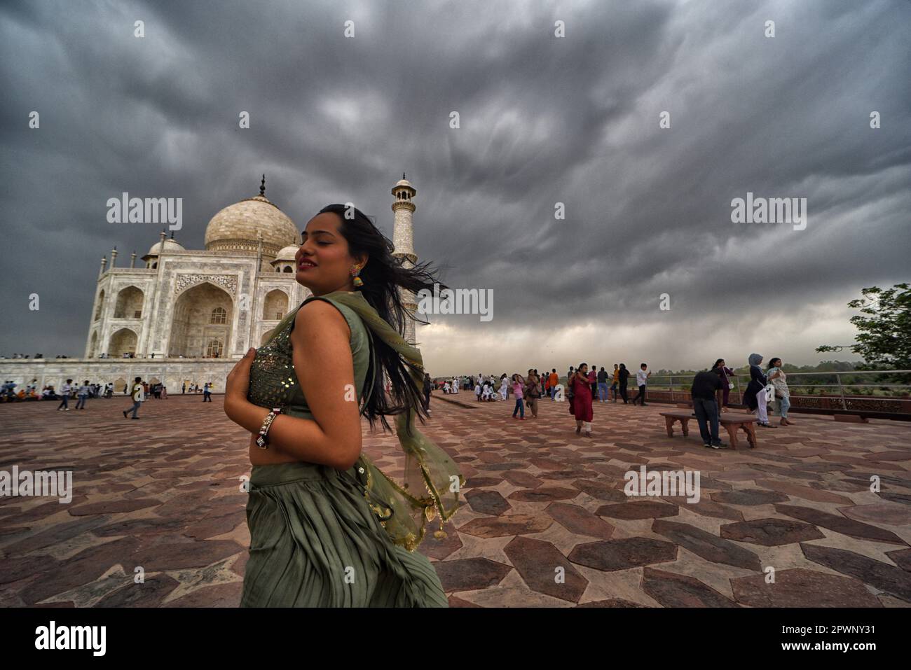 Agra, India. 23rd Apr, 2023. Nandini Singh, a female model poses for photos in front of the ...