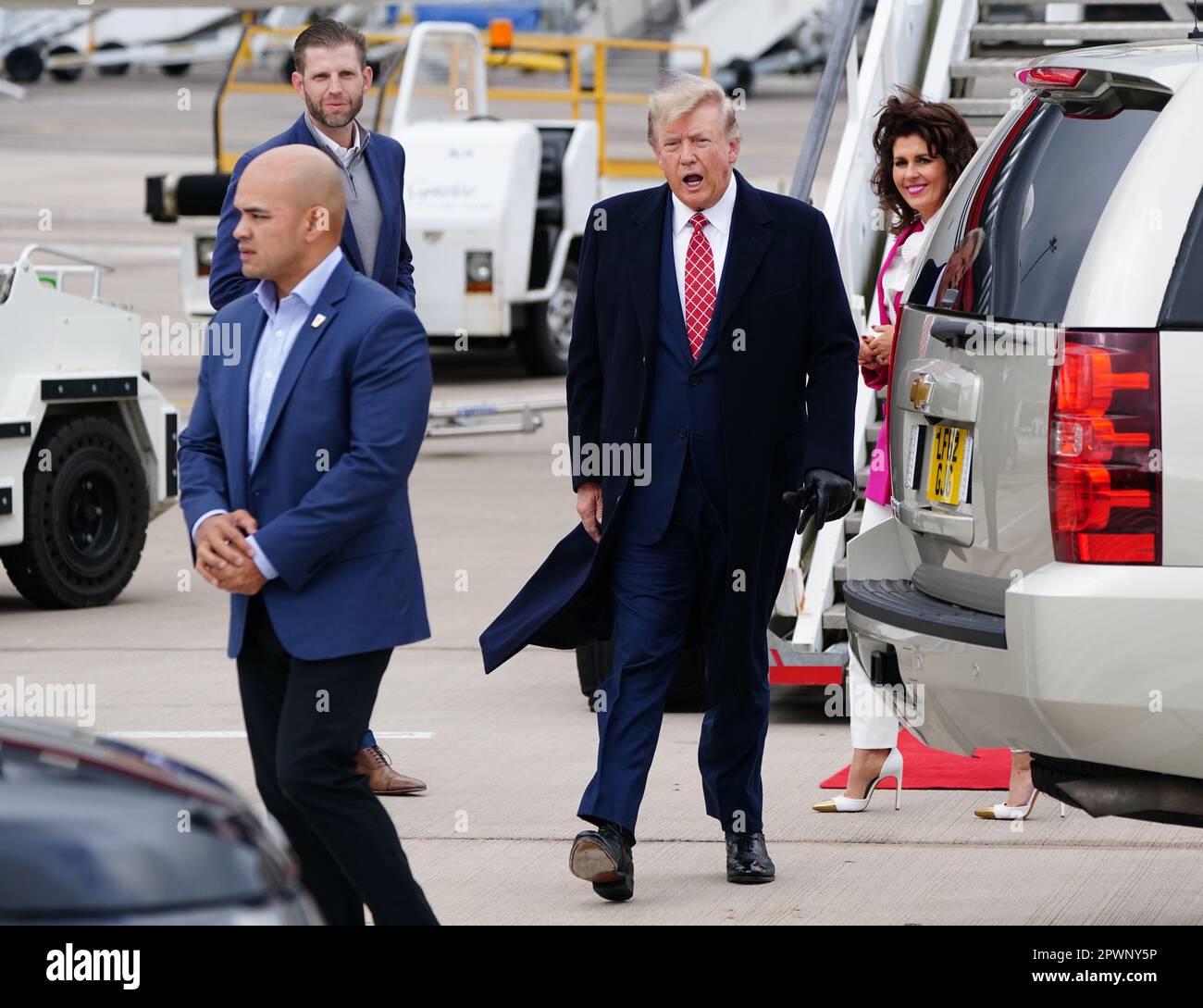 Former US president Donald Trump arrives at Aberdeen International ...