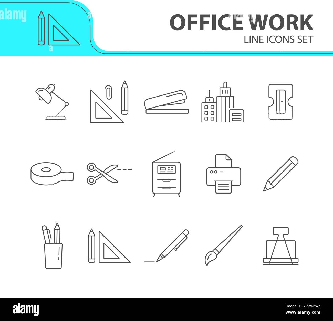 Office work icon set Stock Vector Image & Art - Alamy