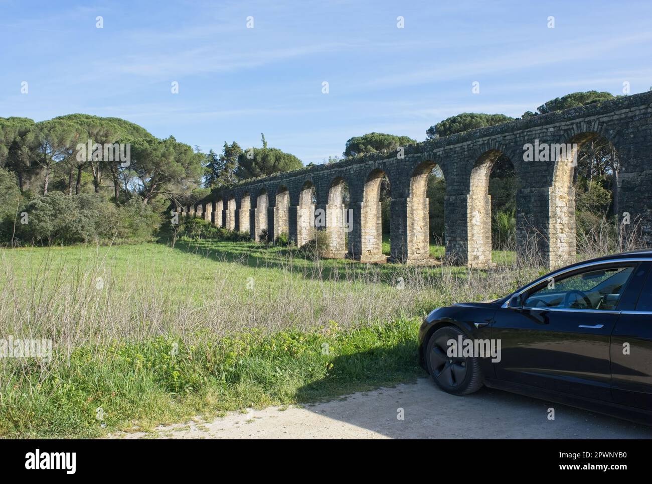 Tomar, Portugal - March 26, 2023: Beautiful scenery from the Aqueduct ...