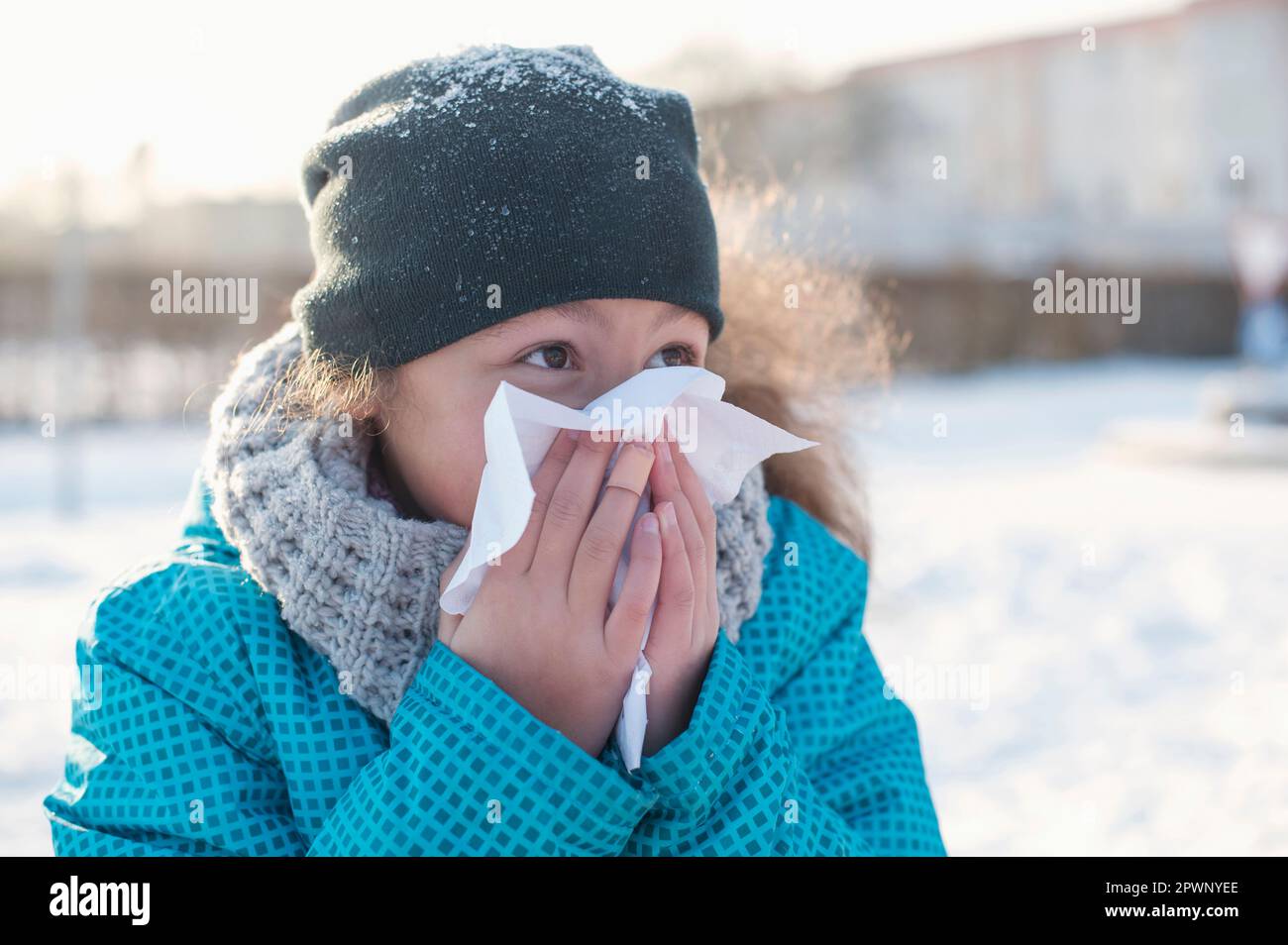 Girl blowing nose hi-res stock photography and images - Alamy