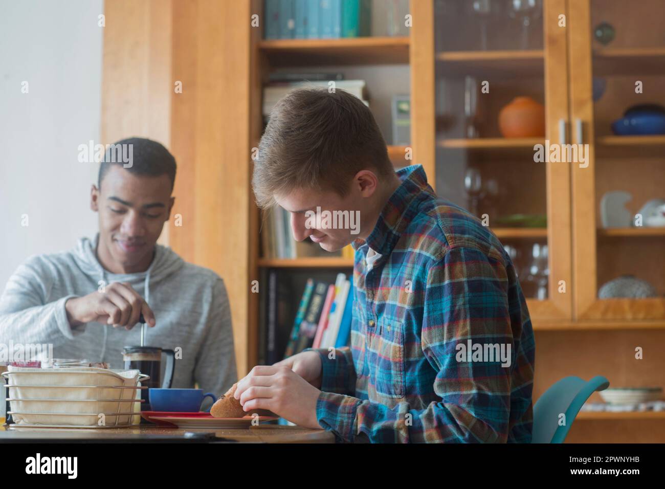 Friends having breakfast together Stock Photo - Alamy