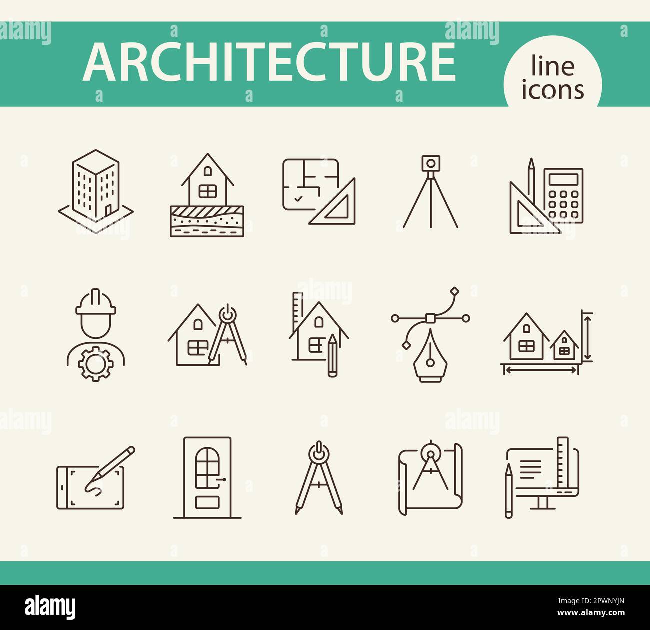 Architecture line icon set Stock Vector Image & Art - Alamy