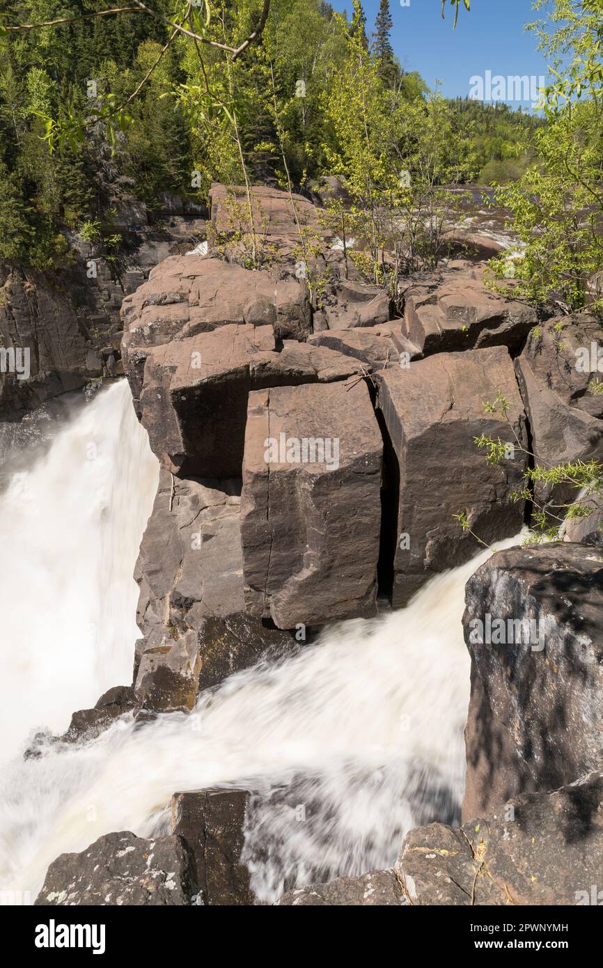 High Falls Waterfall On The Pigeon River Stock Photo - Alamy