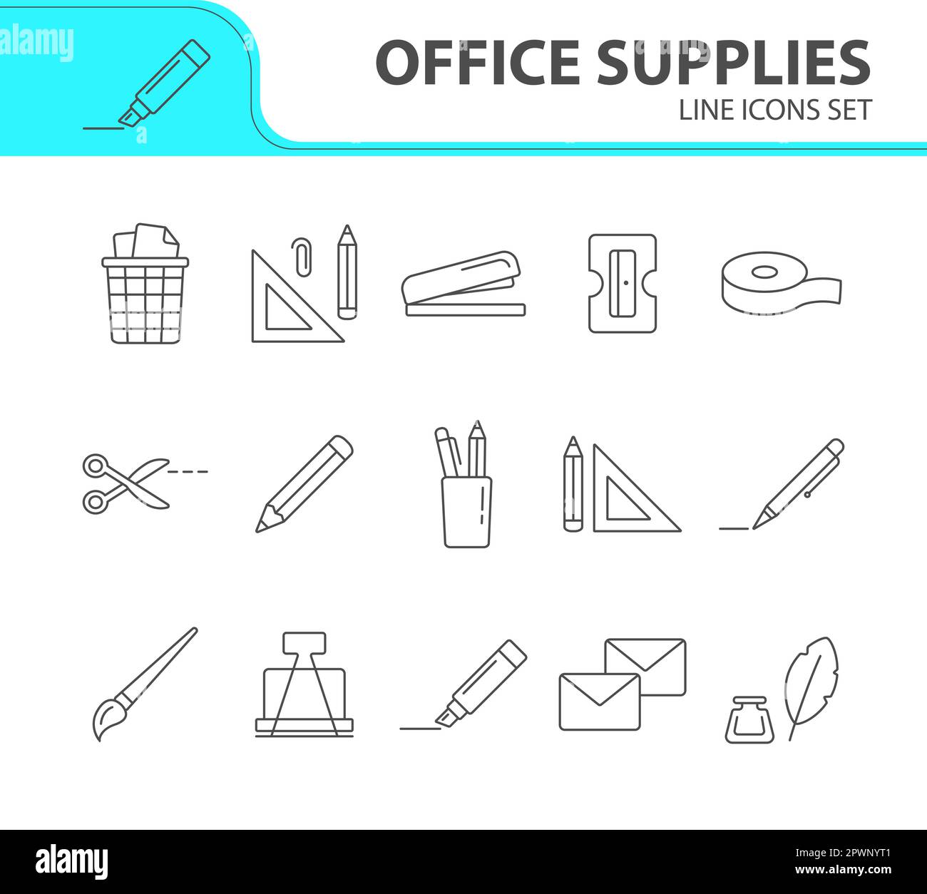 Office supplies icon set Stock Vector Image & Art - Alamy