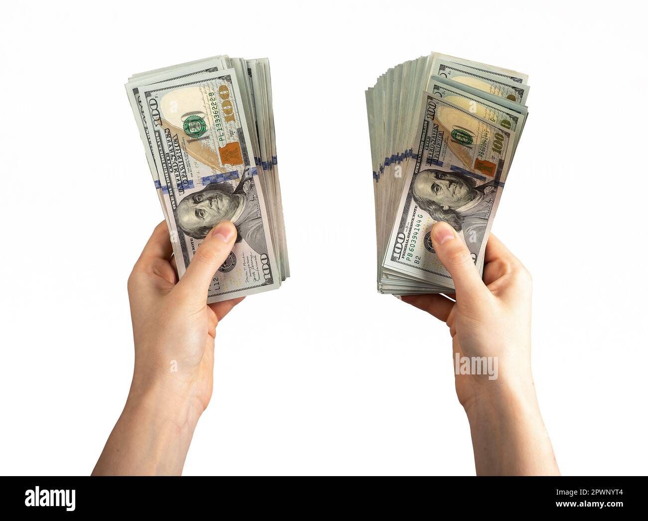 Hand holding dollar bills, money, bank notes, us banknotes isolated on ...