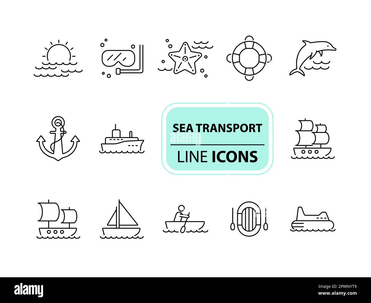 Sea transport line icon set Stock Vector Image & Art - Alamy