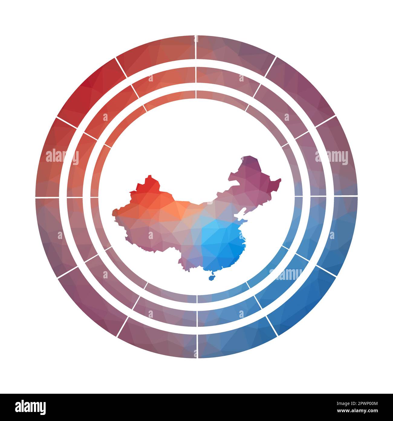 China badge. Bright gradient logo of country in low poly style ...