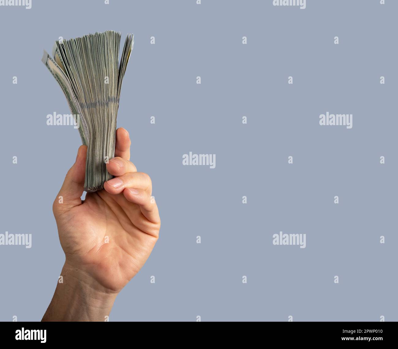 Hand holding banknotes, money. Banner background with copy space for ...