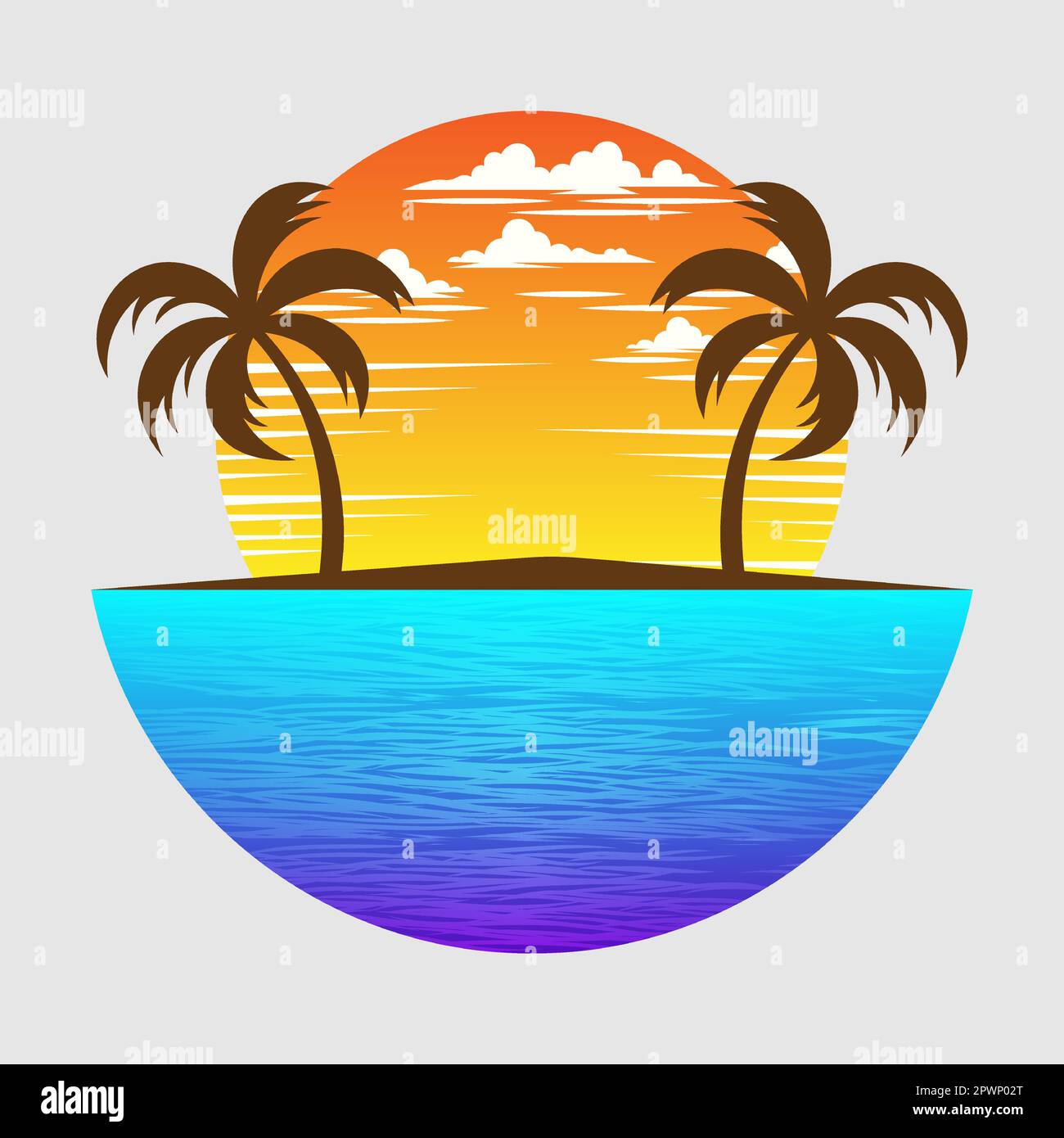Ocean and beach panoramic landscape design. Editable, resizable, EPS 10 ...