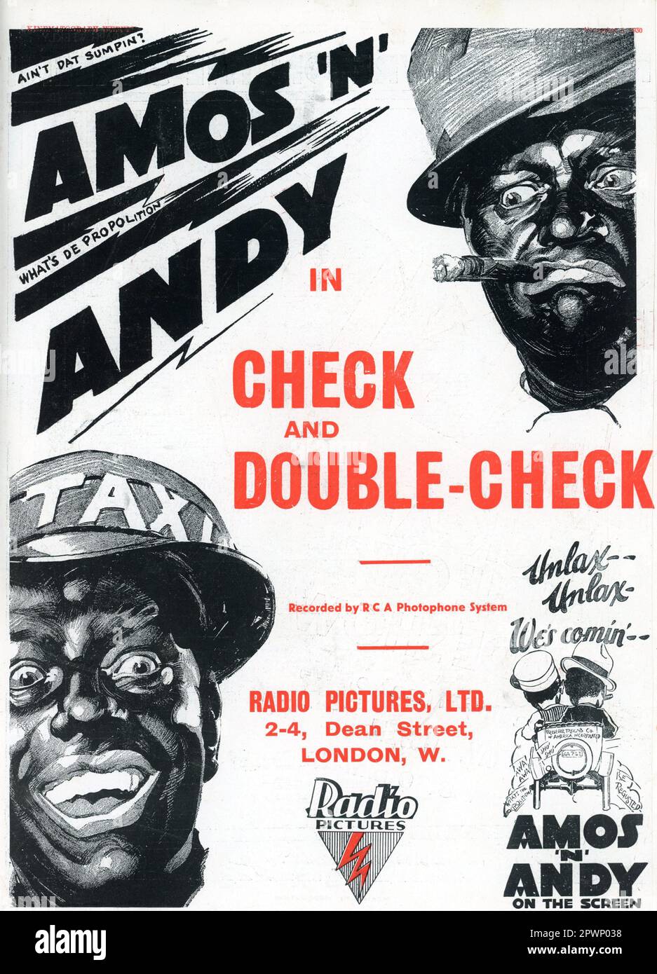 British Trade Ad for AMOS N' ANDY in CHECK AND DOUBLE CHECK 1930 director MELVILLE W. BROWN ...