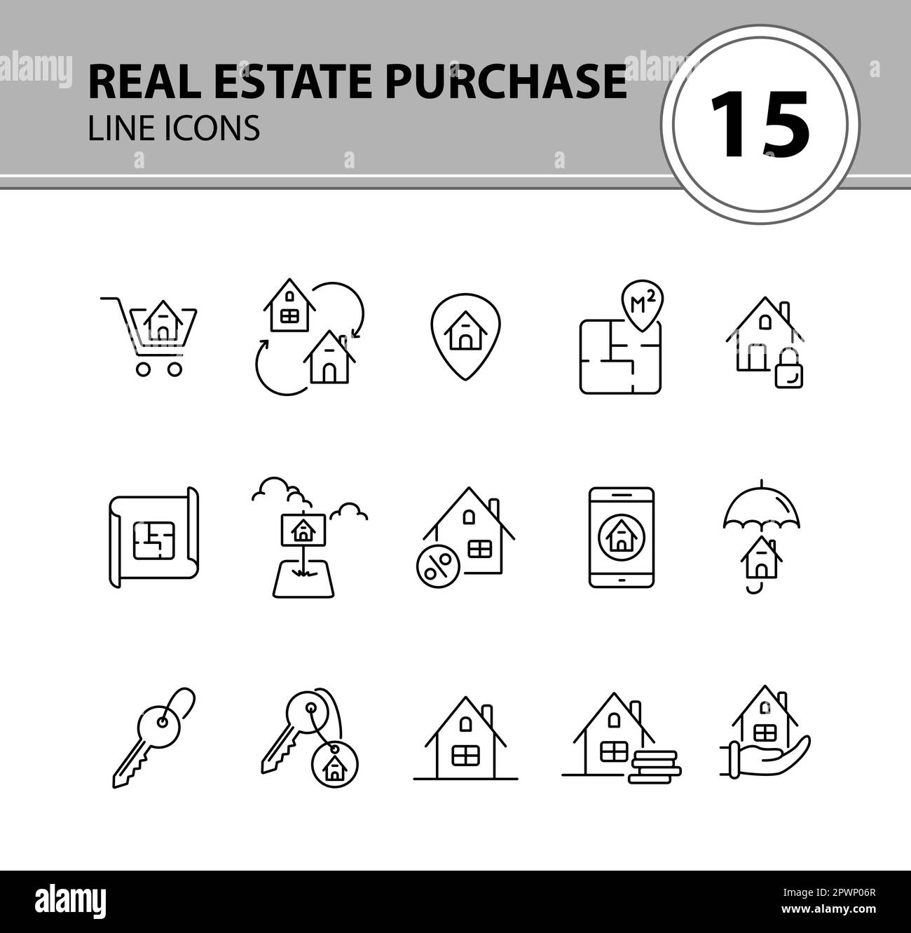 Real estate purchase line icon set Stock Vector Image & Art - Alamy