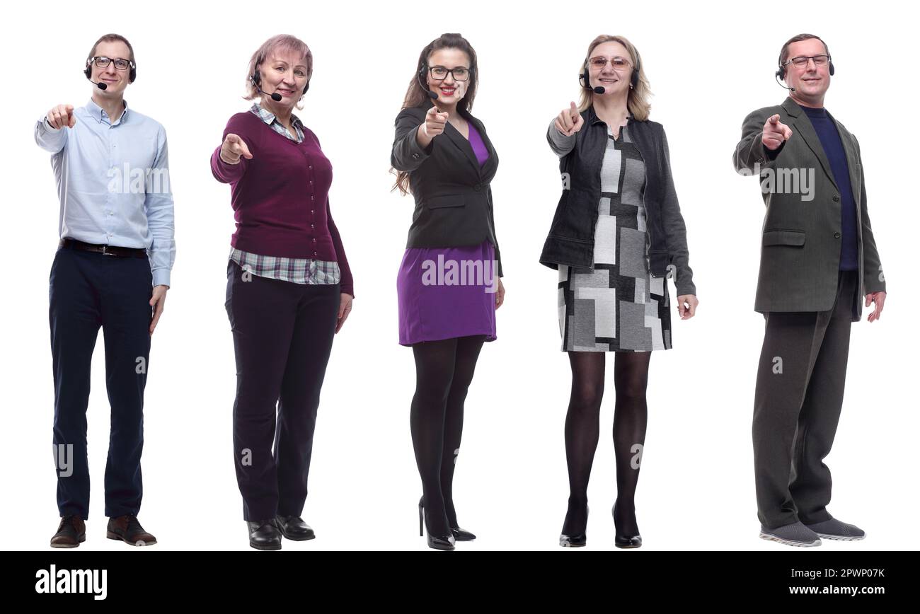 group of business people with microphone isolated Stock Photo - Alamy