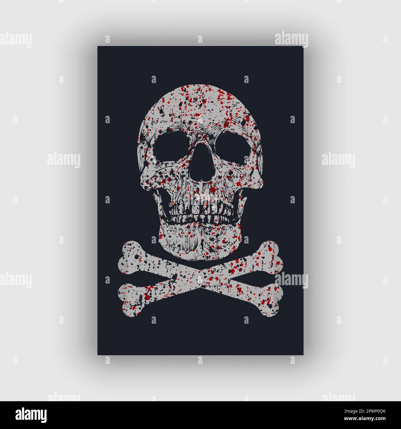 Skull and bone vector with gritty texture and blood stain artwork ...