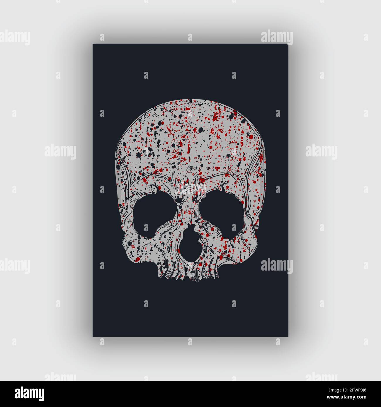 Skull and bone vector with gritty texture and blood stain artwork ...