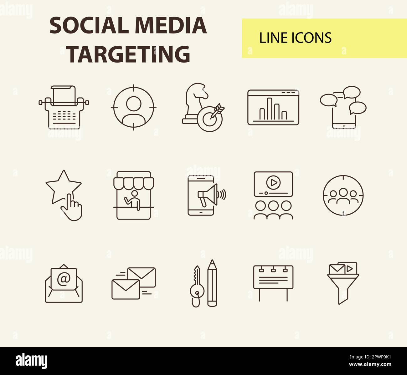 Social media targeting line icon set Stock Vector Image & Art - Alamy